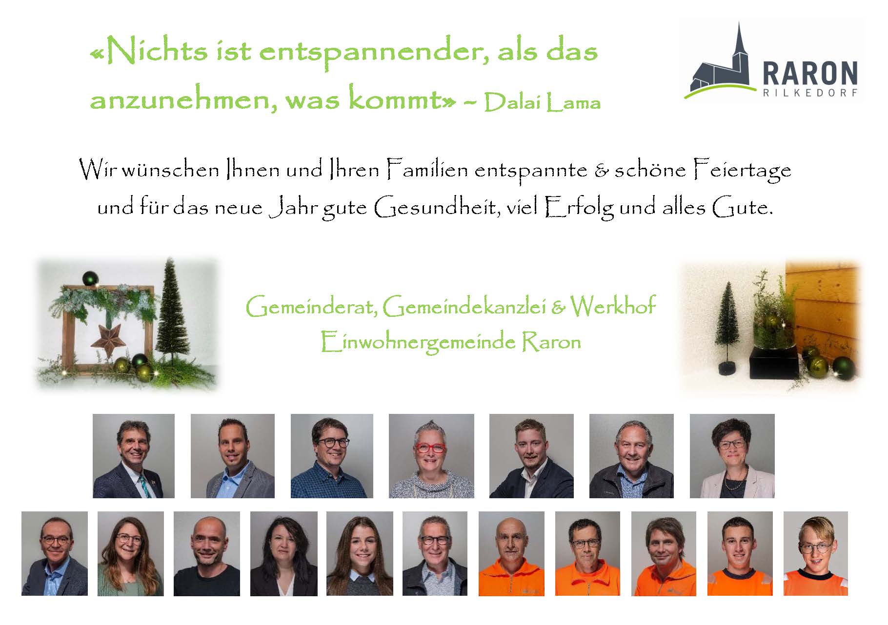 Öffnungszeiten über Weihnachten & Neujahr – Gemeinde Raron